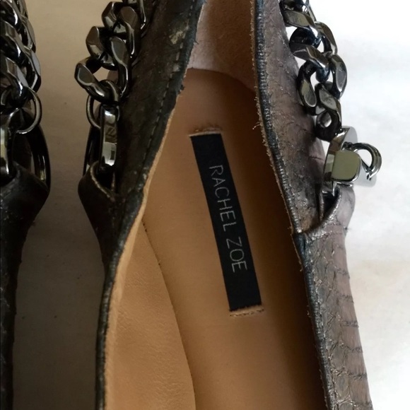 Rachel Zoe | Shoes | Rachel Zoe Laura Snakeskin Chain Ballet Flats 75m ...